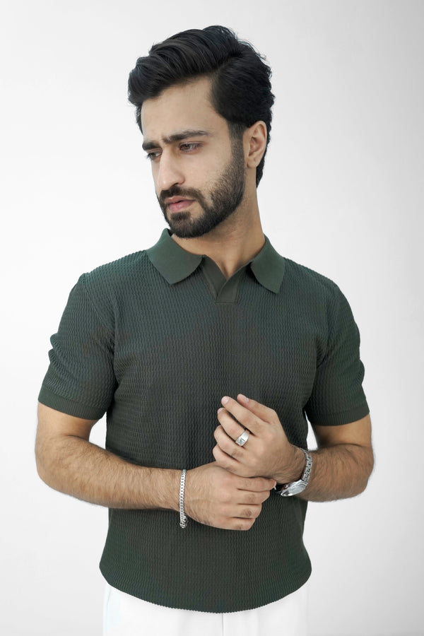 Elite V-Neck Green Polo Shirt PS-4361 – Splayd