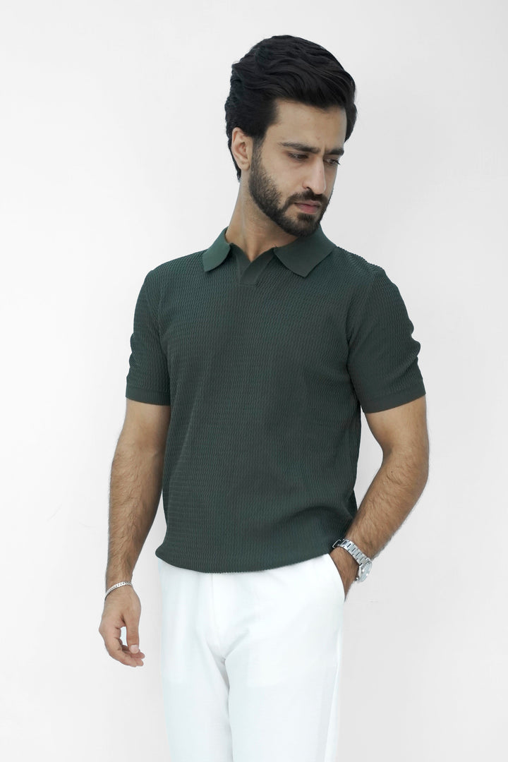 Elite V-Neck Green Polo Shirt PS-4361 – Splayd