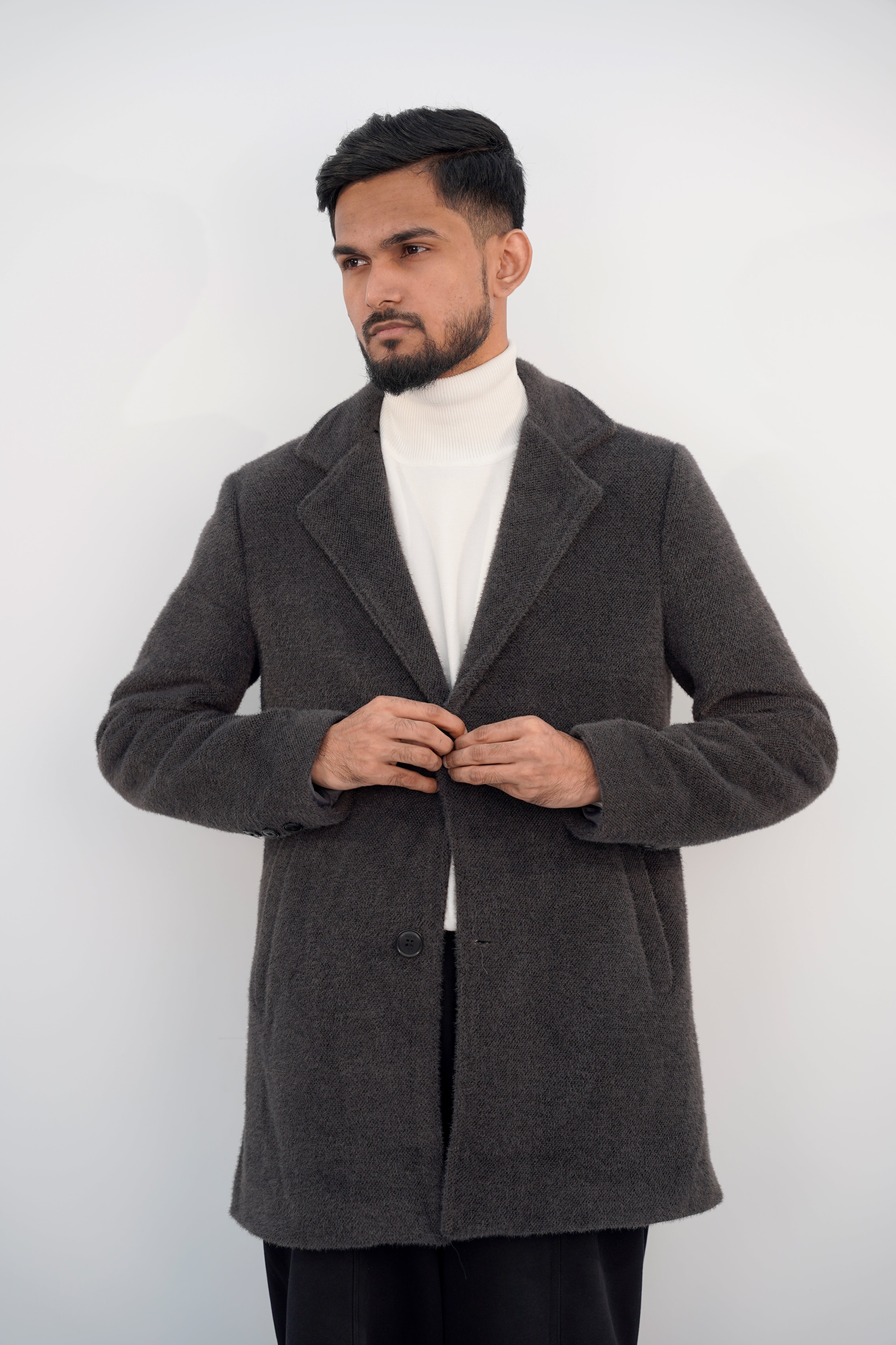 Stylish Coal Long Coat LC-3024 – Splayd
